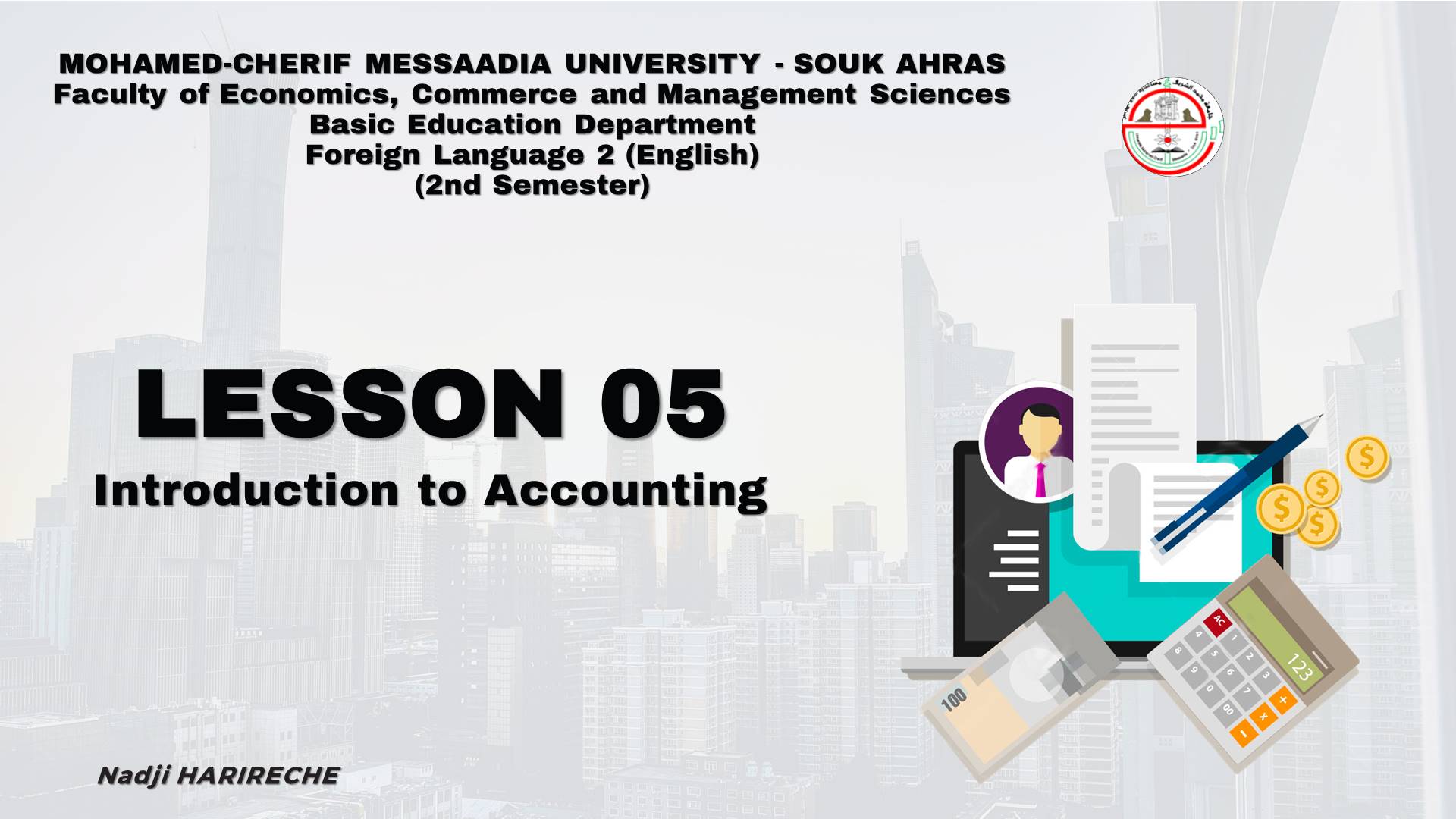 Section : Lesson 5: Introduction to Accounting | S2 - لغة اجنبية | elearning